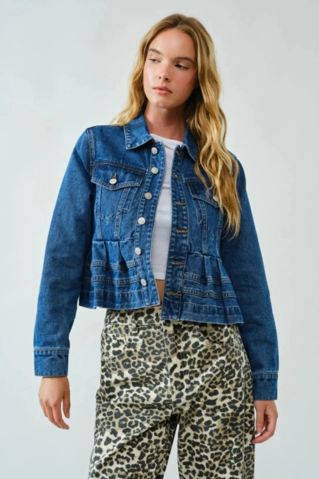 Denim Ruffle Jacket – TheMellieShop