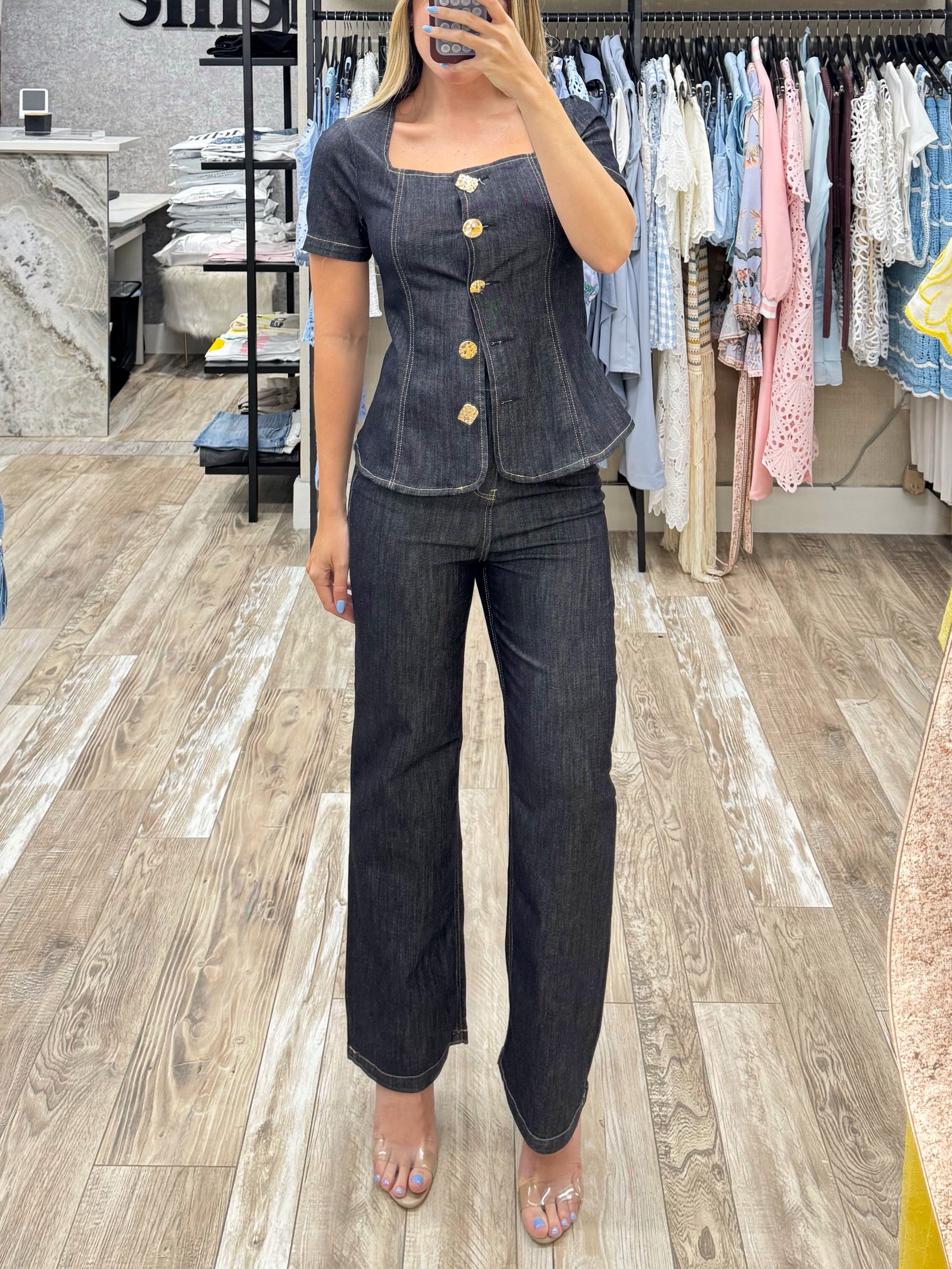 Gold Dark Denim Set – TheMellieShop